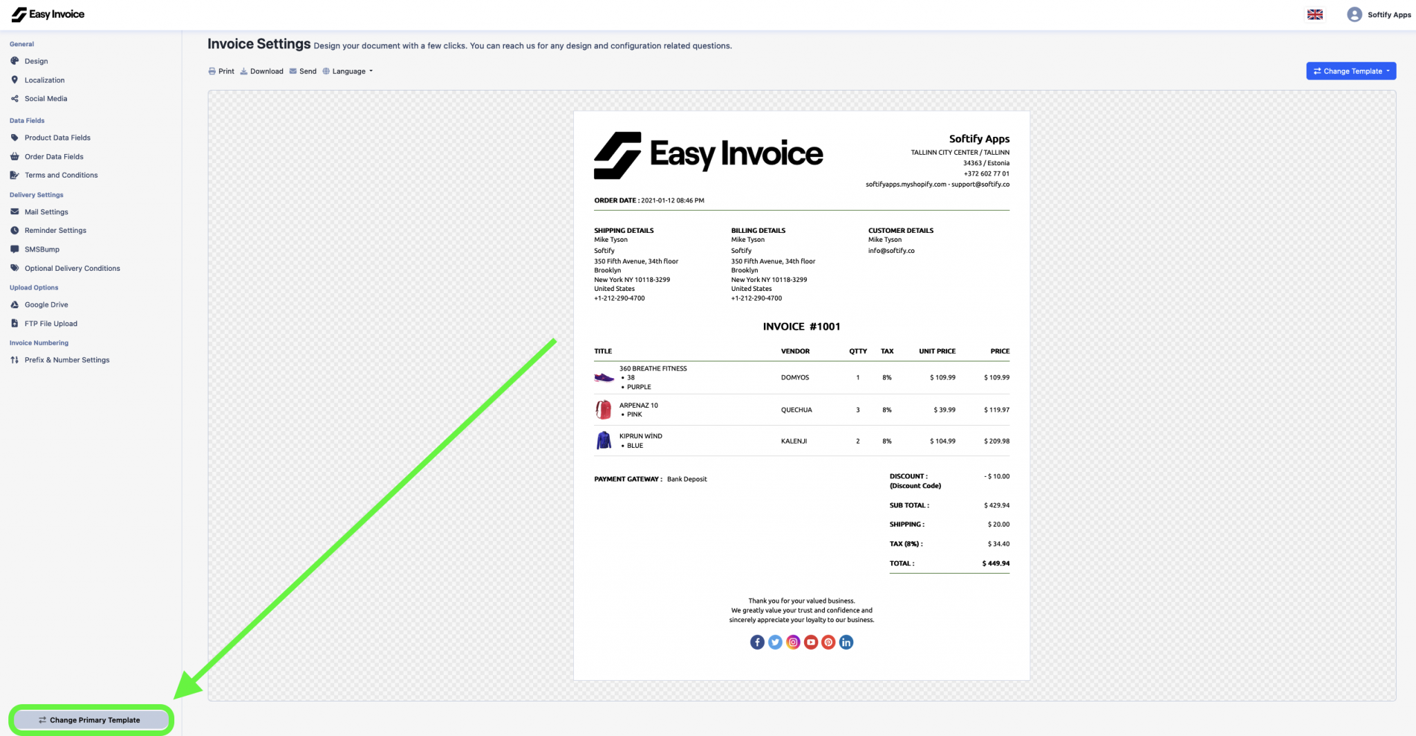 How to use the drag&drop invoice designer? – Softify Apps
