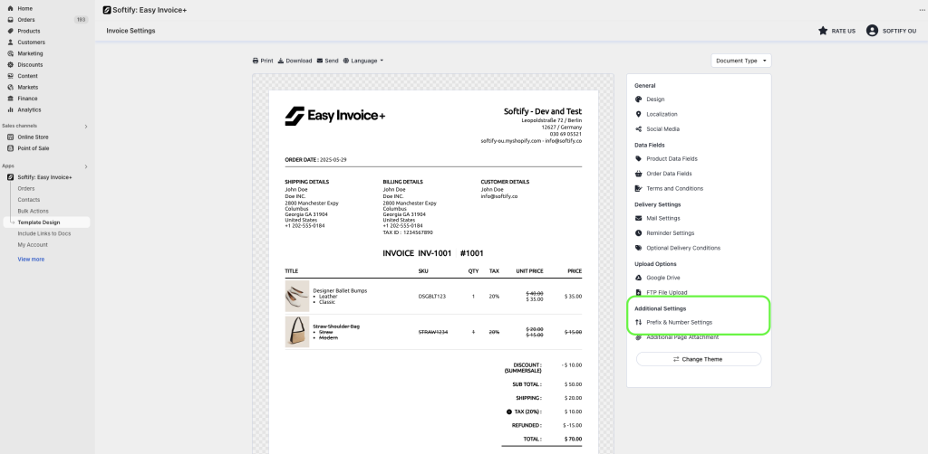 How to configure sequential invoice numbers? – Softify Apps