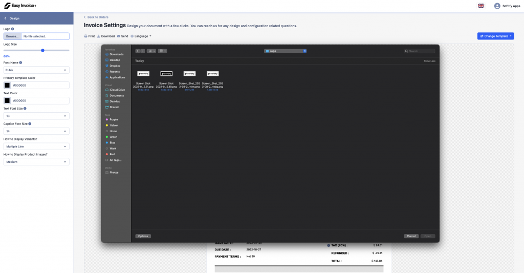 How to upload a logo to your invoice? – Softify Apps