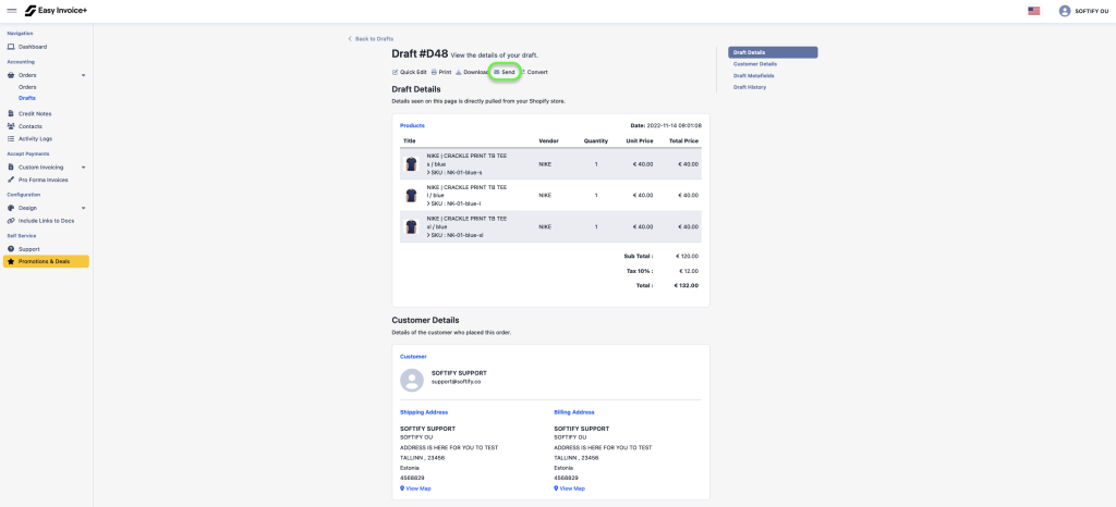 How to send invoices and receive payments with Shopify Draft Orders? – Softify Apps